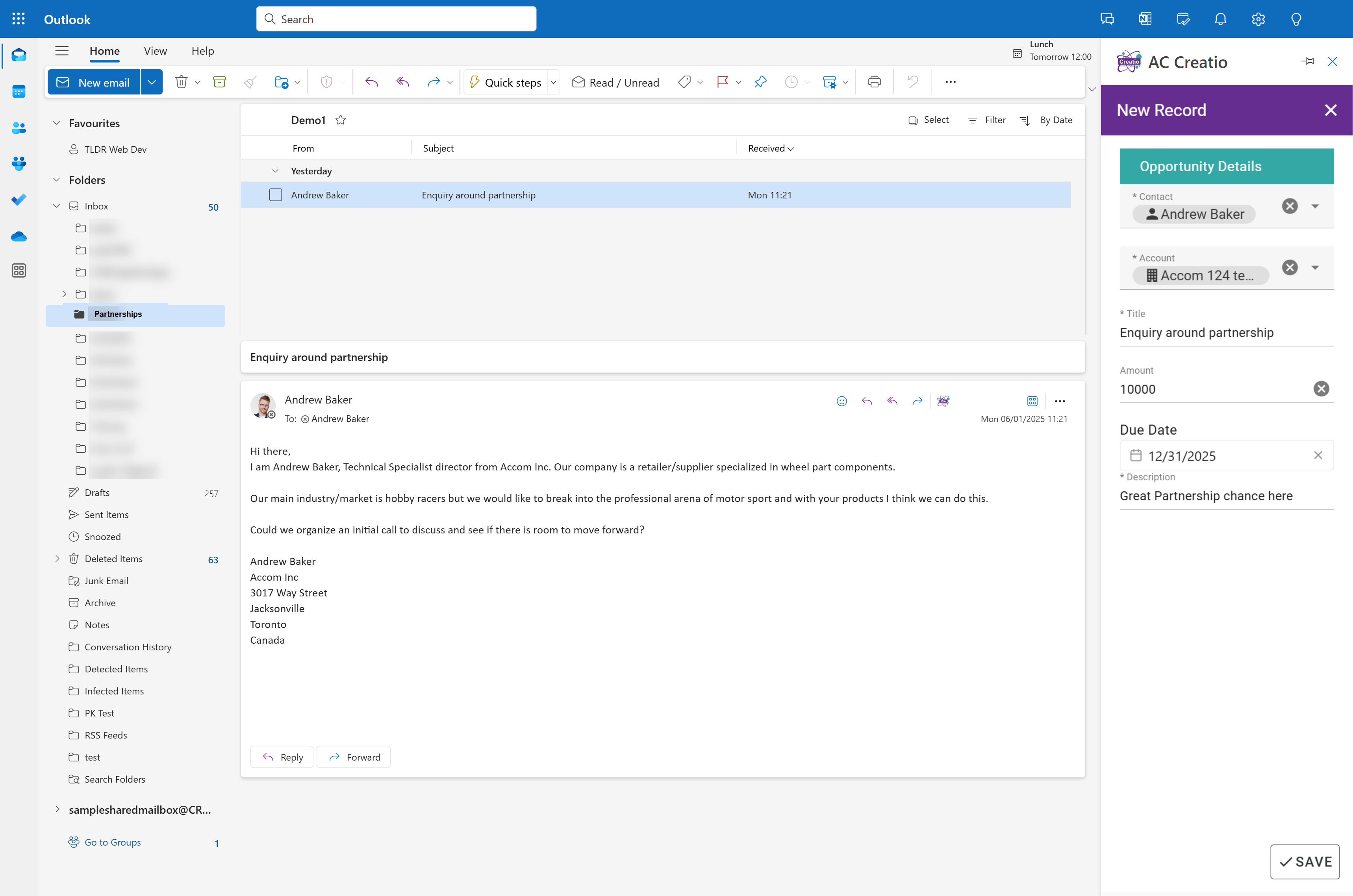 Outlook Accelerator | Creatio Marketplace